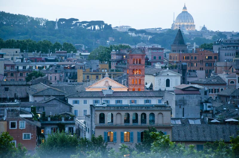 Evening View at Ancient Architecture of Historic Center of Rome, Italy ...