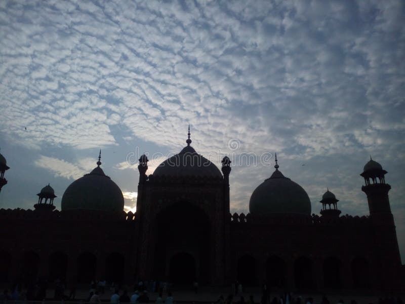 Evening View of Ancient Mosque with Blue Sky & Clouds in Pakistan Stock ...