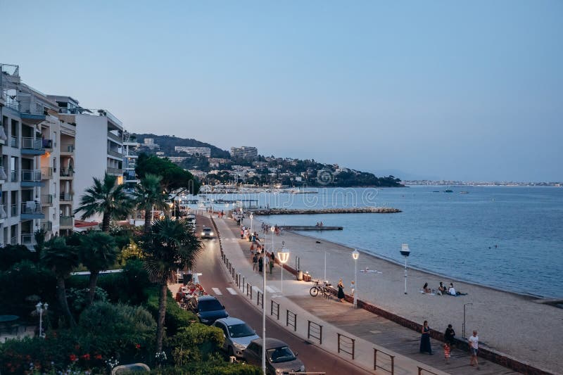 Evening View of Cannes, Sea Front Editorial Photography - Image of ...