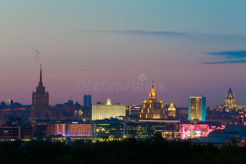 Evening View of Downtown Moscow Editorial Stock Image - Image of ...