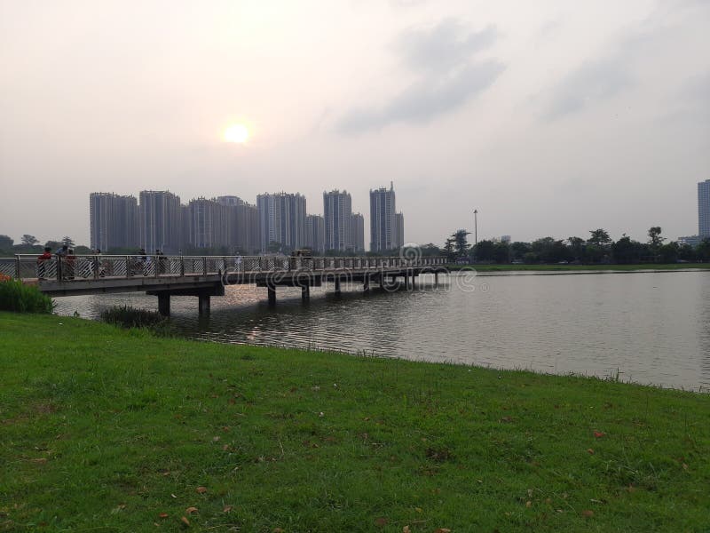 Evening View on the Edge of Lake Meikarta Stock Image - Image of view ...