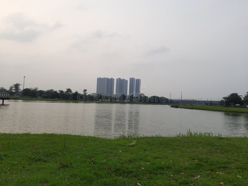 Evening View on the Edge of Lake Meikarta Stock Photo - Image of edge ...