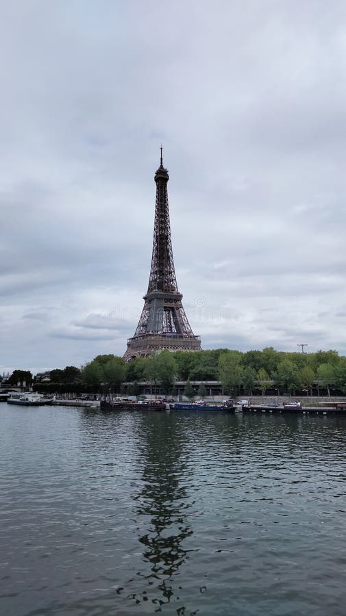 Evening View of the Eiffel Tower Over the River Stock Image - Image of ...