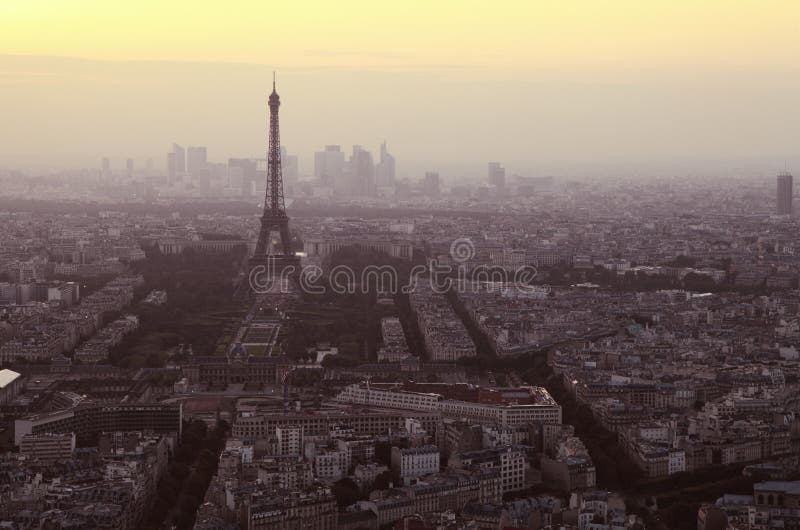 Evening View on Eiffel Tower in Paris, France Stock Image - Image of ...