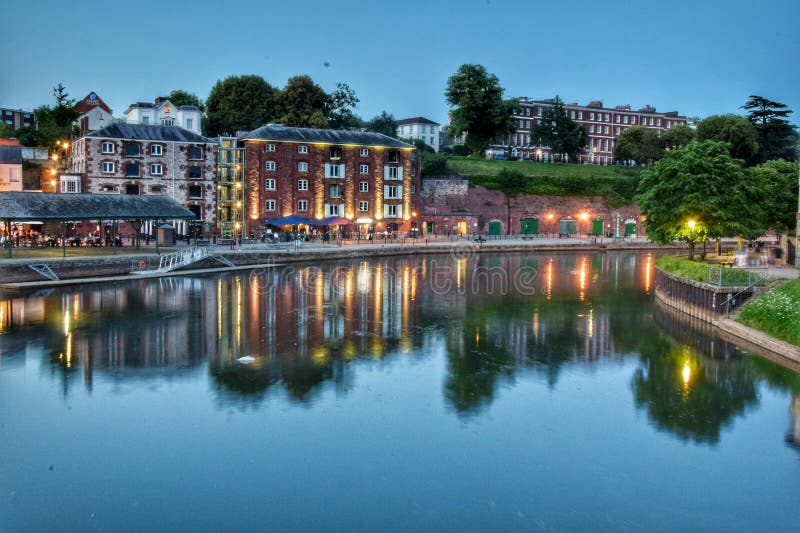 An Evening View of Exeter Quay in Devon, UK and the Exe River. Stock ...