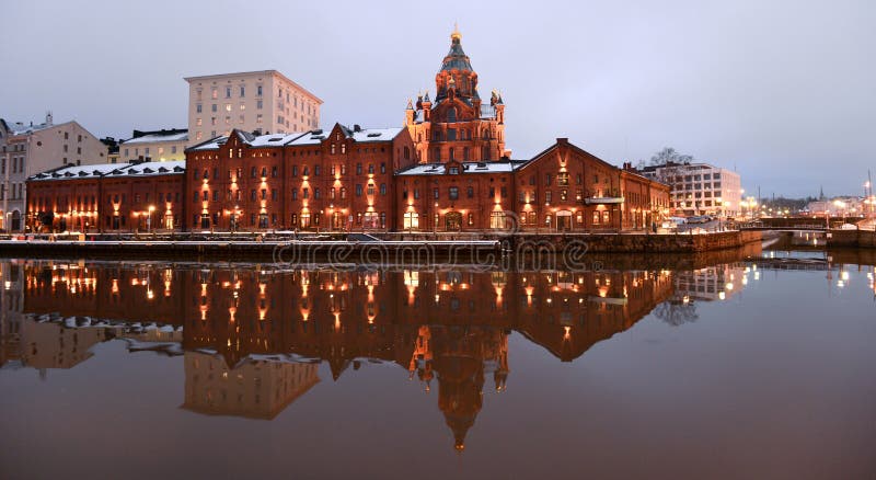 Evening View of Helsinki and River Stock Image - Image of pier, mirror ...