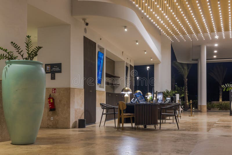 An Evening View of the Interior of the Corendon Hotel Reception on the ...