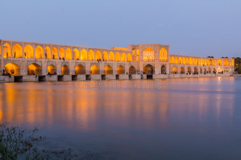 Evening View of Khaju Bridge in Isfahan, Ir Stock Image - Image of city ...