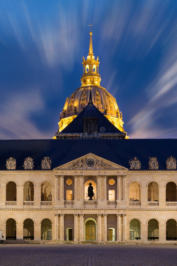 Evening View of Les Invalides. Stock Photo - Image of exterior ...
