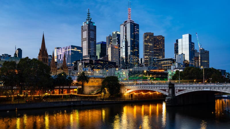 Evening View of Melbourne CBD, Victoria Stock Image - Image of highrise ...