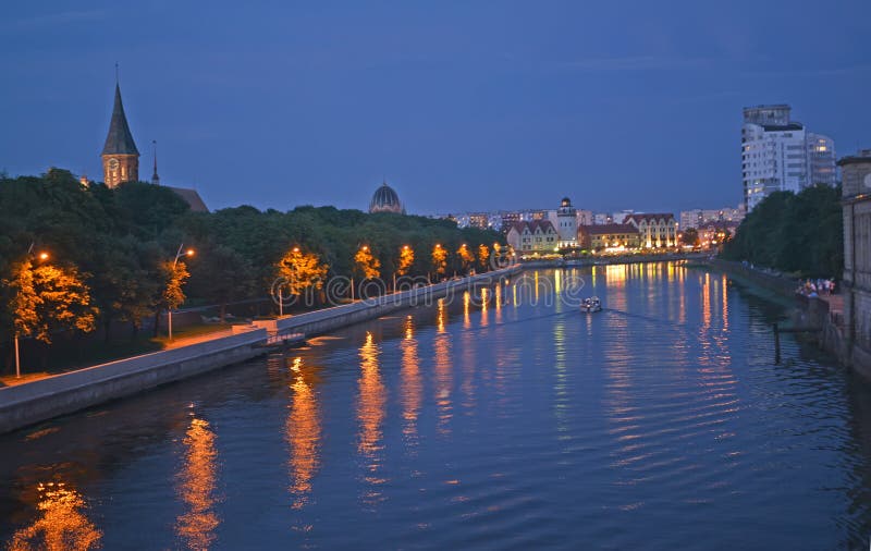 Evening View of the Pregolya River. Kaliningrad Stock Photo - Image of ...