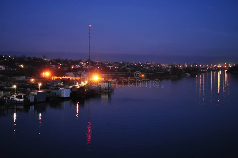 Evening View of the River Bank and River Stock Image - Image of dusk ...