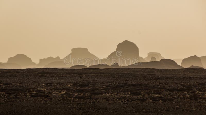 Evening View of the Silhouettes of Rock Formations in the Western ...