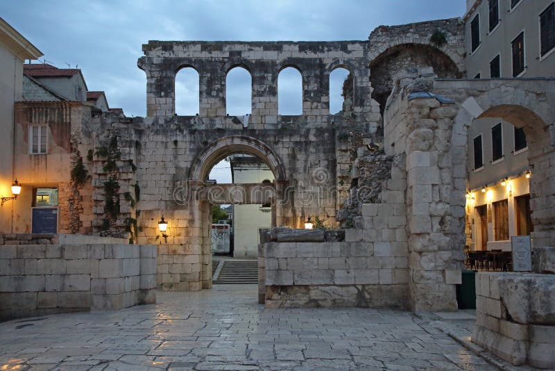 Silver Gate, Porta Argentea in Old Town of Split, Croatia Stock Photo ...