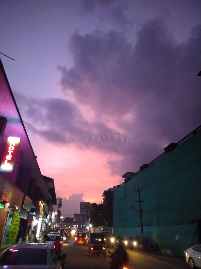 Evening View of Sky with a City Editorial Stock Photo - Image of city ...