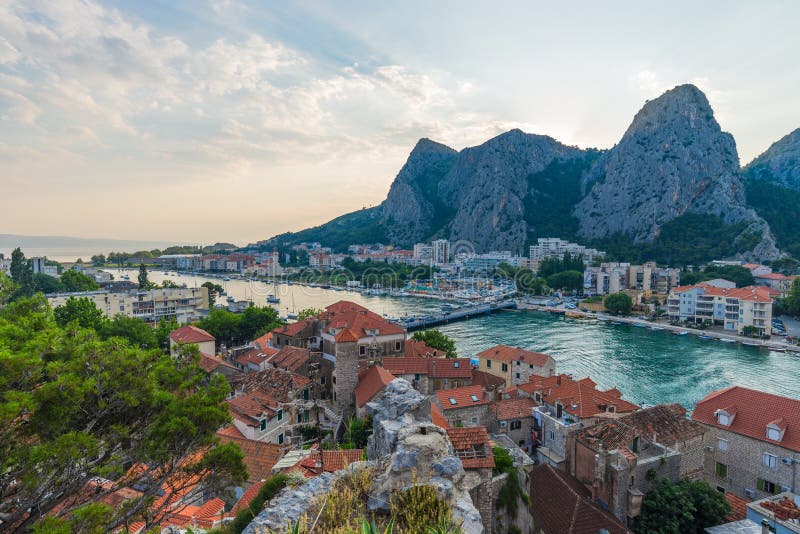 Evening View of the Town Omis from the Tower Mirabella Stock Image ...