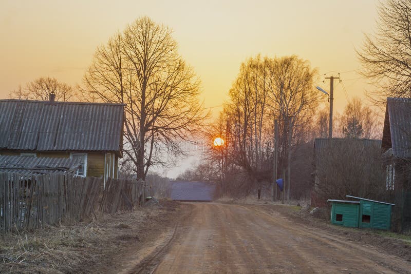 Evening in the village stock image. Image of nature - 115959087