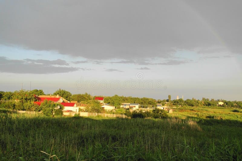 Evening in the Village of Urzuf, Ukraine Stock Photo - Image of rest ...