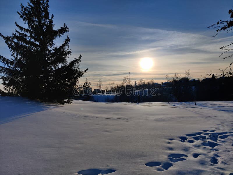 Evening in Winter Season - Canada Stock Photo - Image of dawn, canada ...