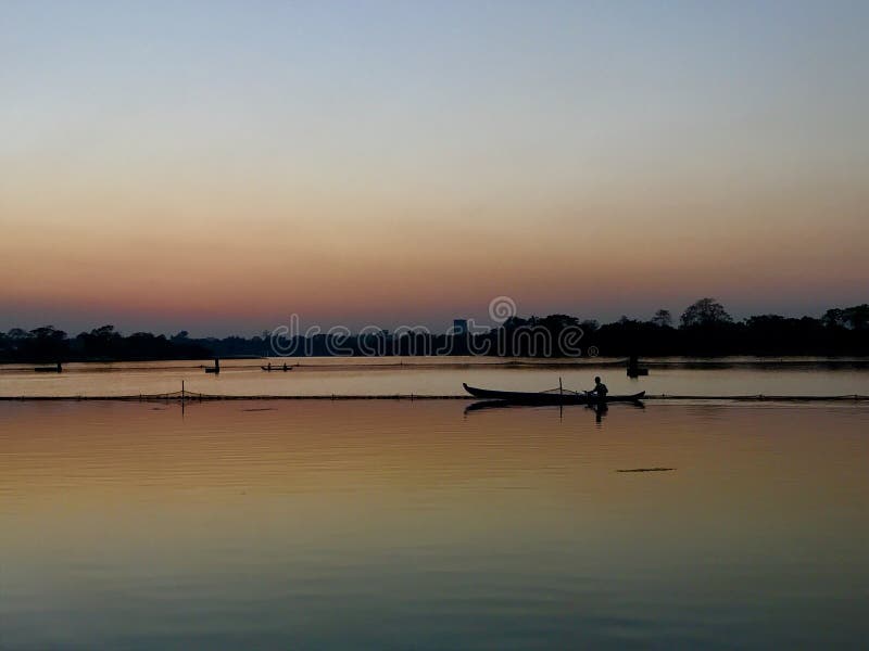 Sunset at Yangon lake stock image. Image of lake, yangon - 126171891