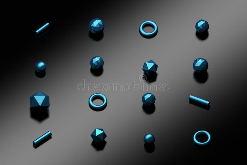 Evenly Distributed Blue Shiny Primitives Stock Illustration ...