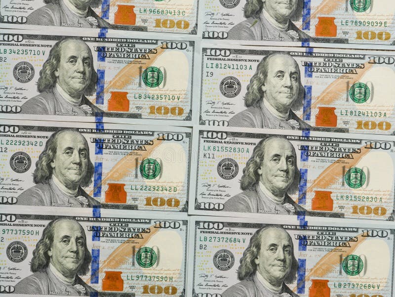 Background of 100 Dollar Bills, Top View. Stock Image - Image of ...