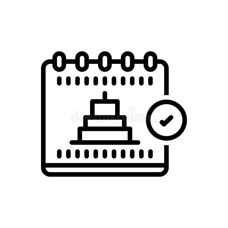 Black Line Icon for Event Calendar, Event and Date Stock Illustration ...