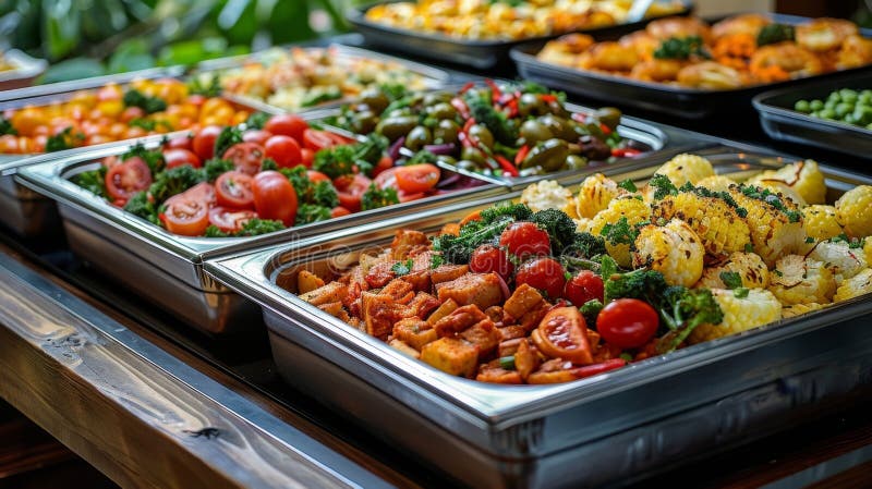 Event Catering Display, an Assortment of Appetizing Dishes Elegantly ...