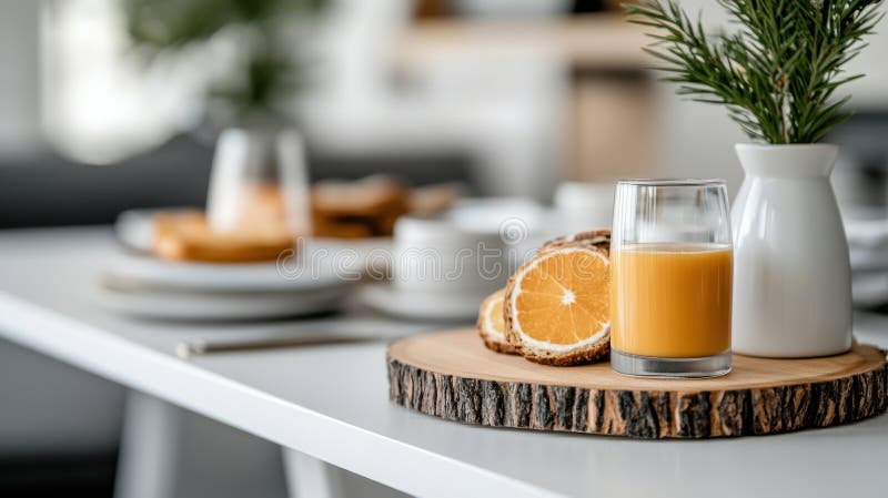 Event Catering Setup, Breakfast Buffet Set Up on Long Wooden Table in a ...