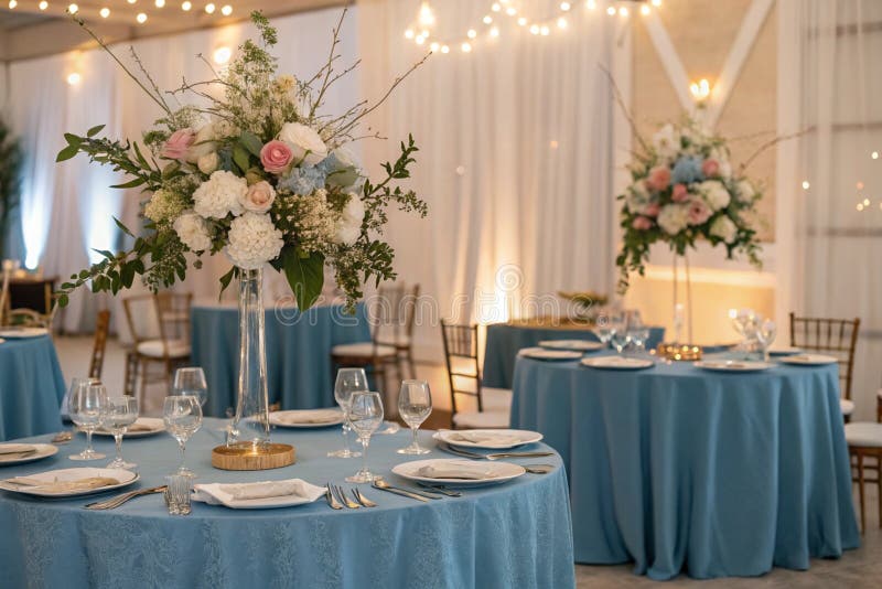 Event Decor with Chic Table Setting and Flowers Stock Illustration ...