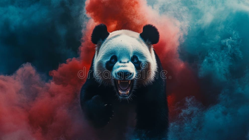 The Event Features a Panda Costume, Colorful Smoke, and a Studio ...