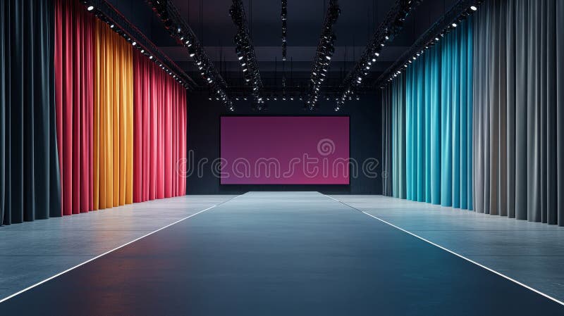 The Event Hall Features Pastel Drapes, a Screen, and a Modern Interior ...