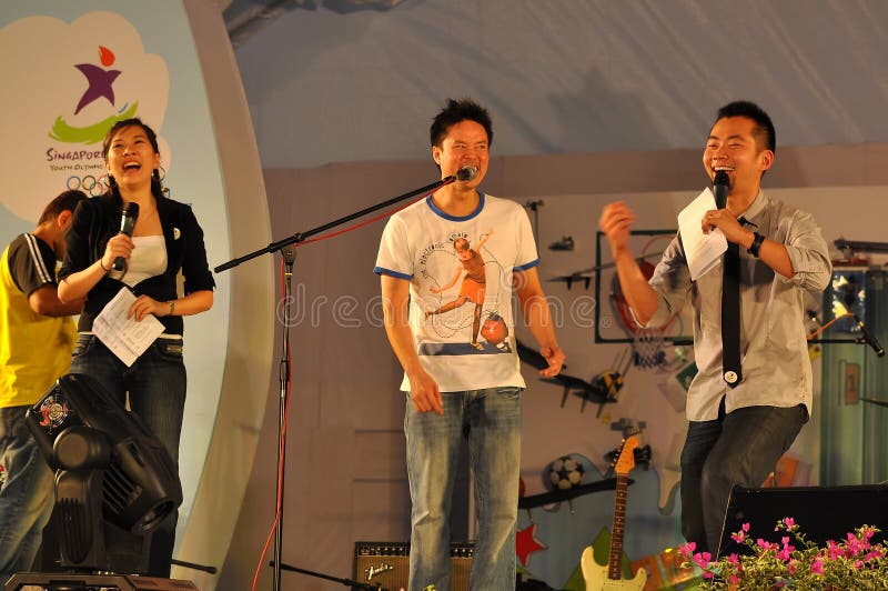 Event Hosts and Singer on Stage during CAN! Party Editorial Stock Photo ...