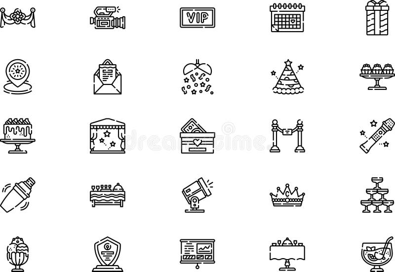 Event Icons Collection is a Vector Illustration with Editable Stroke ...