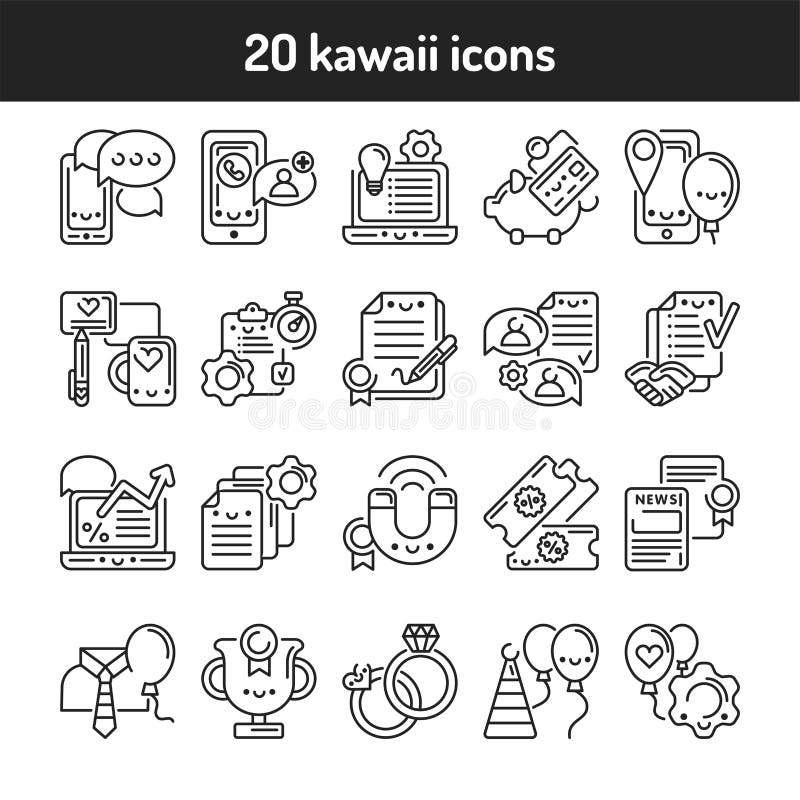 Event Management Line Black Icons Set. Signs for Web Page, Mobile App ...