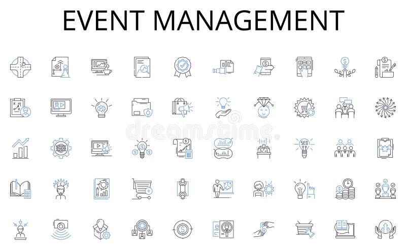 Event Management Outline Icons Collection. Organizing, Planning ...