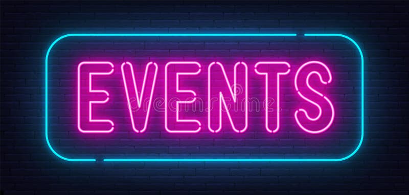 Event Neon Sign in Frame on Brick Wall Background. Stock Illustration ...