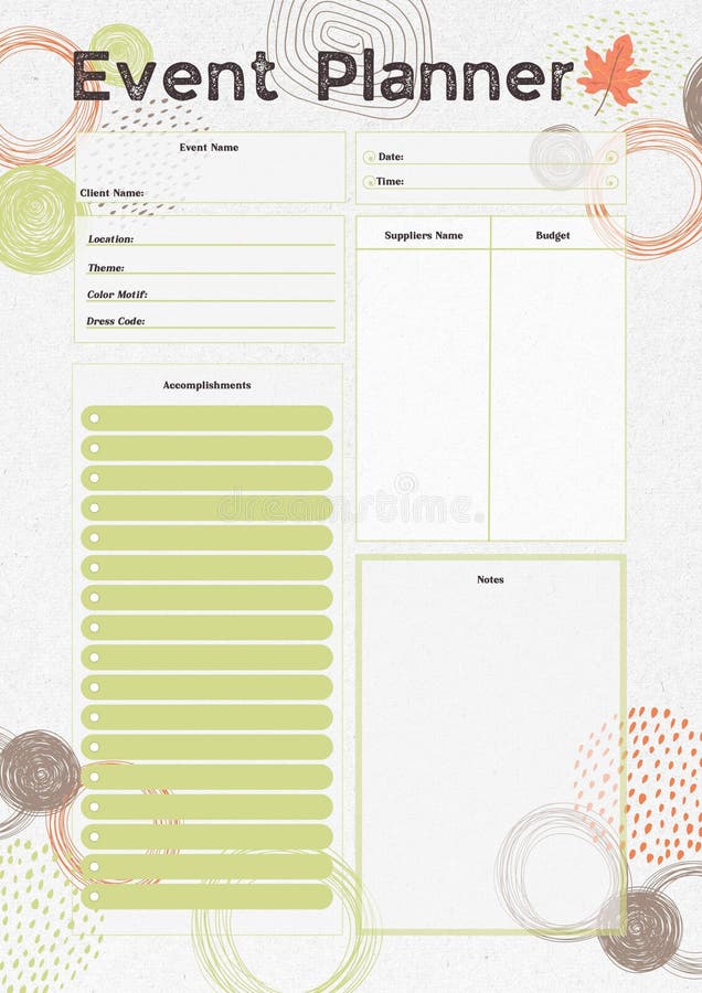 Event Planner Digital Planning Insert Sheet Printable Page Template ...