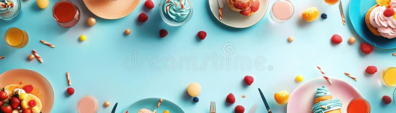 Event Planning Flat Design Top View Party Cartoon Drawing Split ...