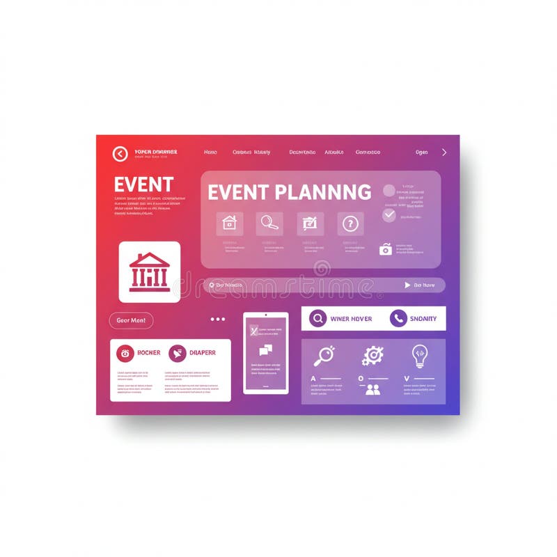 Event Planning Web Interface with a Red-to-purple Gradient Background ...