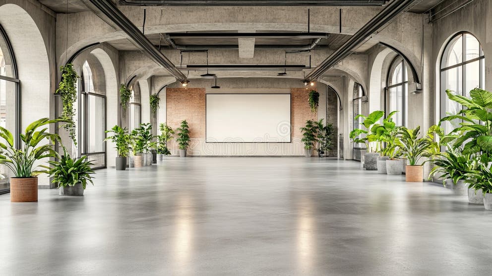 The Event Space Features an Empty Gallery, Tropical Plants, Arched ...