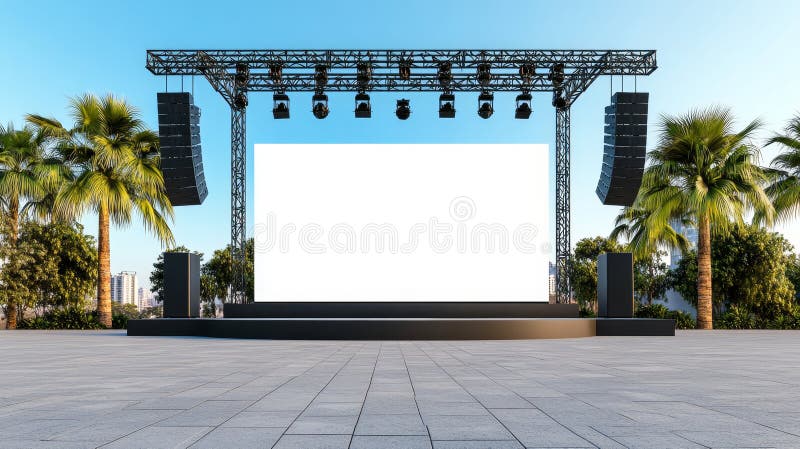 Outdoor Stage with Blank Screen Event Summer Entertainment Performance ...