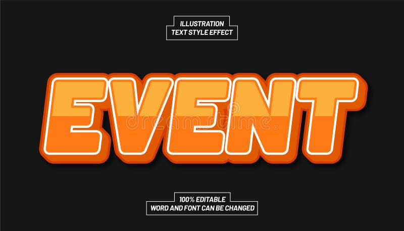 Event Orange Text Style Effect Stock Vector - Illustration of cool ...