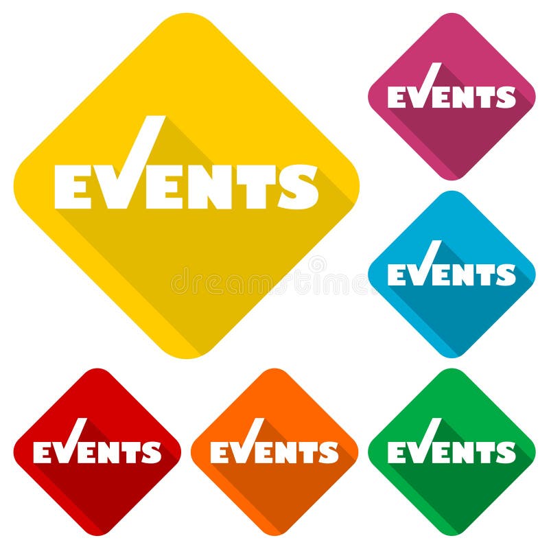 Events Icons Set with Long Shadow Stock Vector - Illustration of cube ...