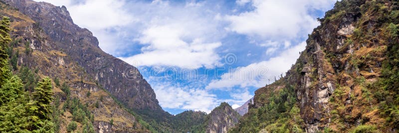 Everest Base Camp Trekking in Nepal. Web Banner in Panoramic View Stock ...