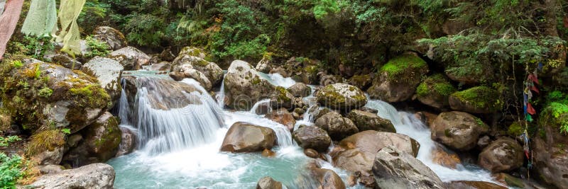 Everest Base Camp Trekking in Nepal. Web Banner in Panoramic View Stock ...