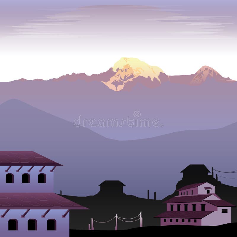 Everest and Nepal Landscape Stock Vector - Illustration of peak ...