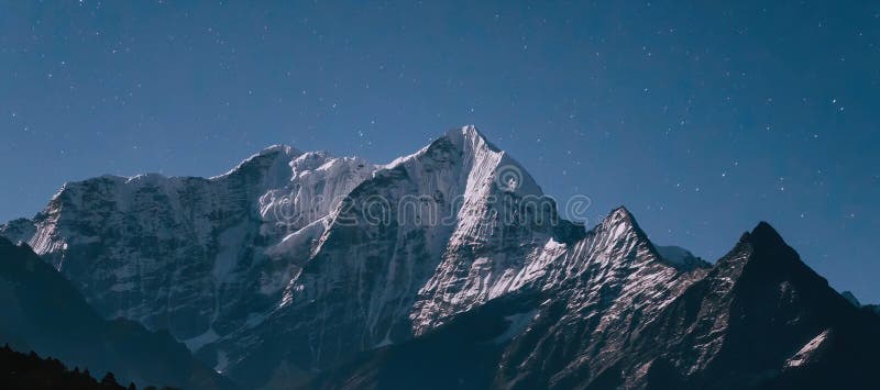 Everest at night stock image. Image of nature, cloudy - 173709109