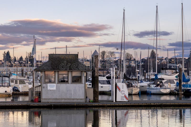 Public Waterfront Dock at Sunset Editorial Stock Photo - Image of ...