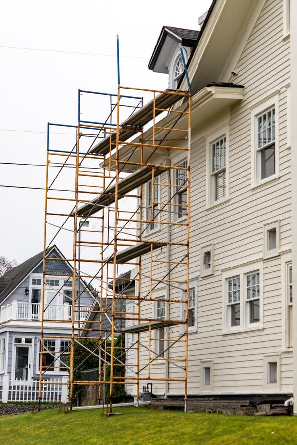 Scaffolding on the Side of a Home Having Repairs Editorial Stock Image ...